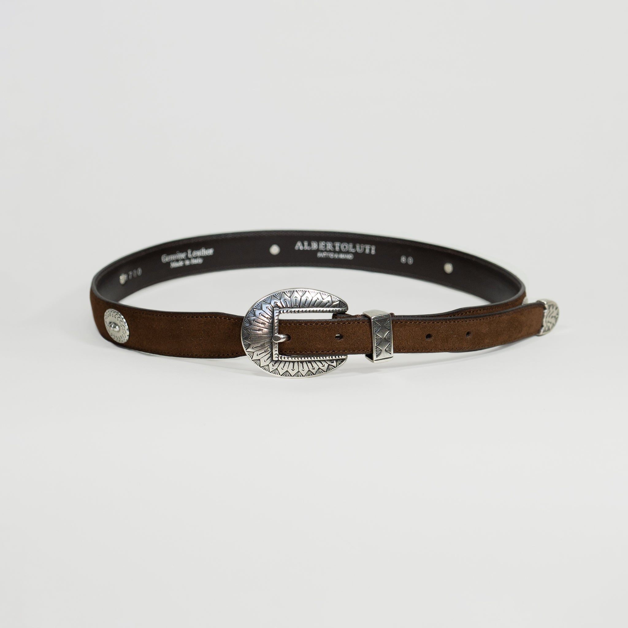 ALBERTO LUTI/Suede Concho Belt/Brown – WEARLNESS